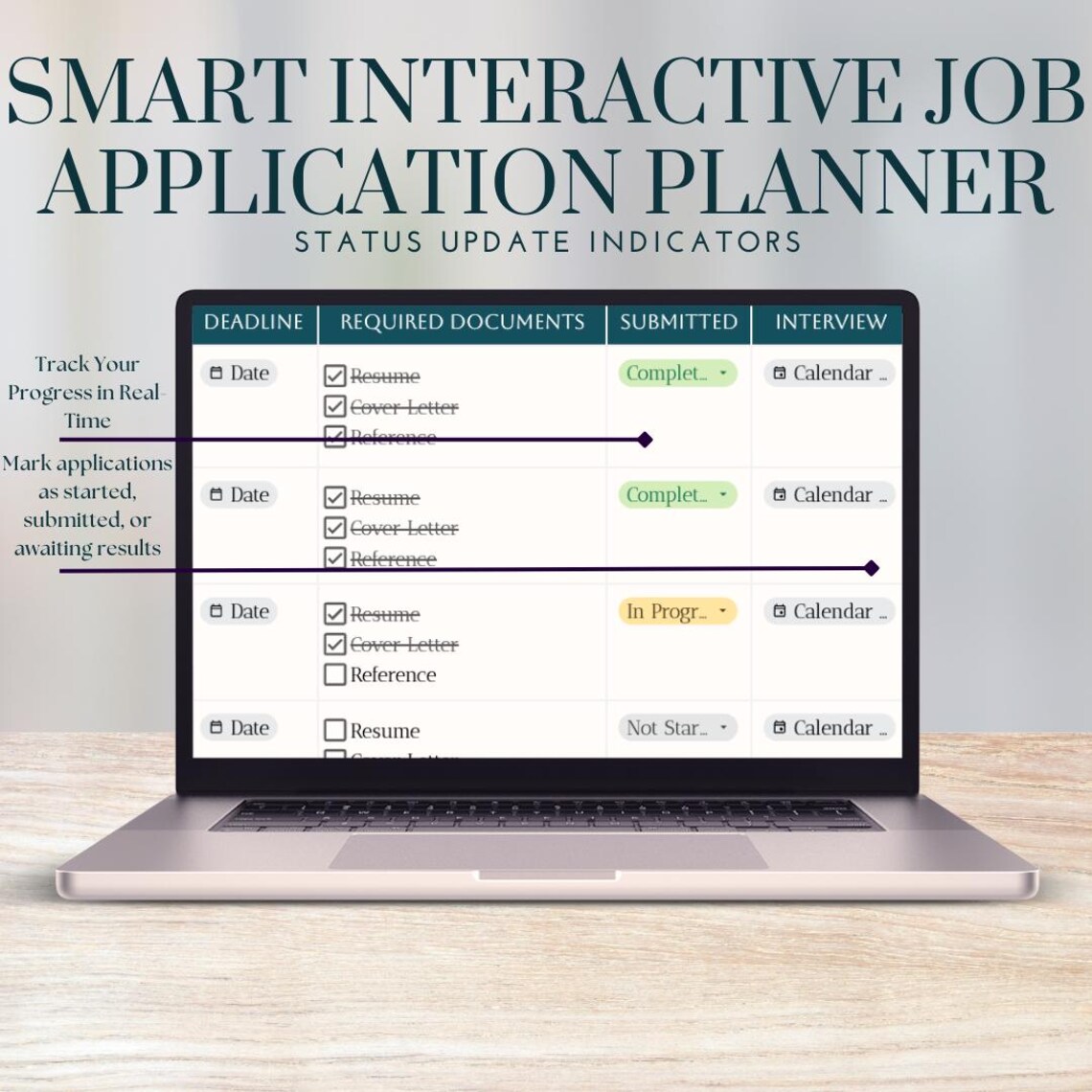 Digital Job Application Planner Career Tracker, Editable Application ...