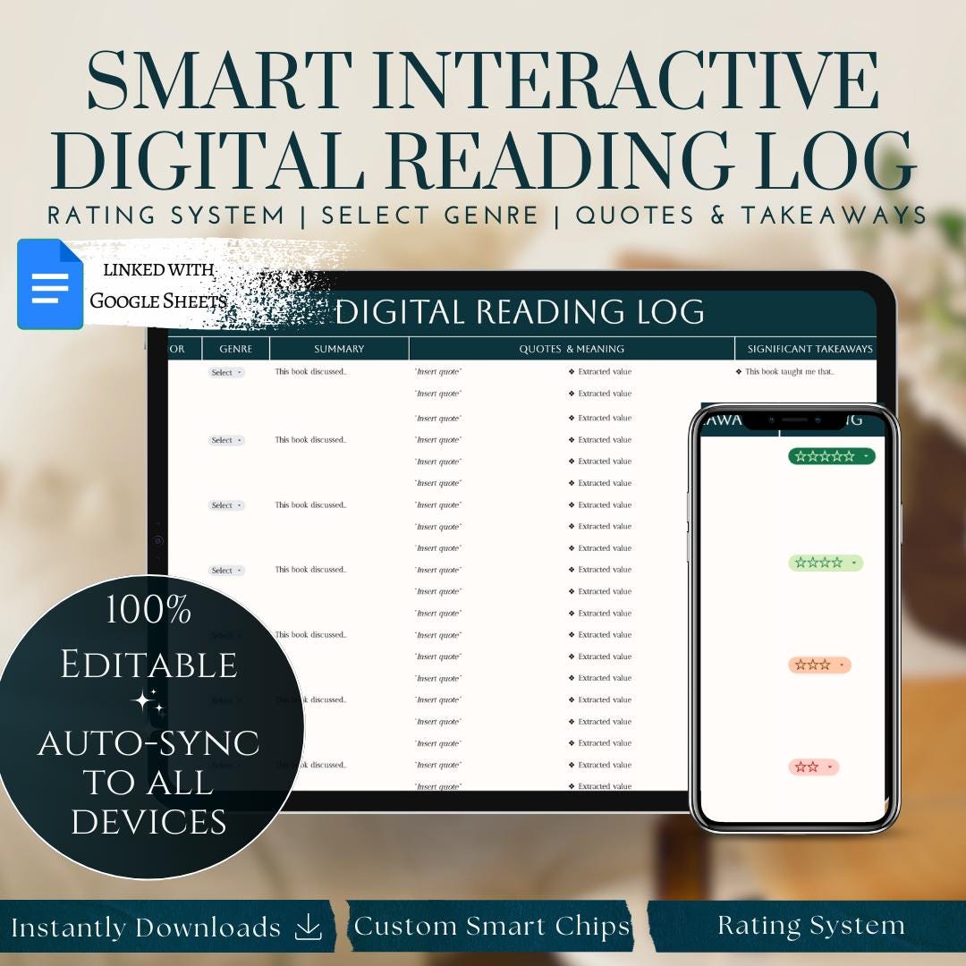 Smart Interactive Digital Reading Log - Etsy
