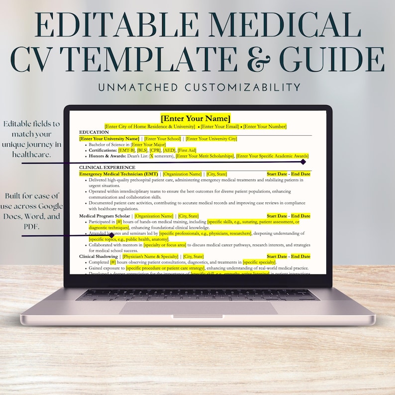 Pre-med STEM Student Resume Template Minimalist CV Medical Program ...