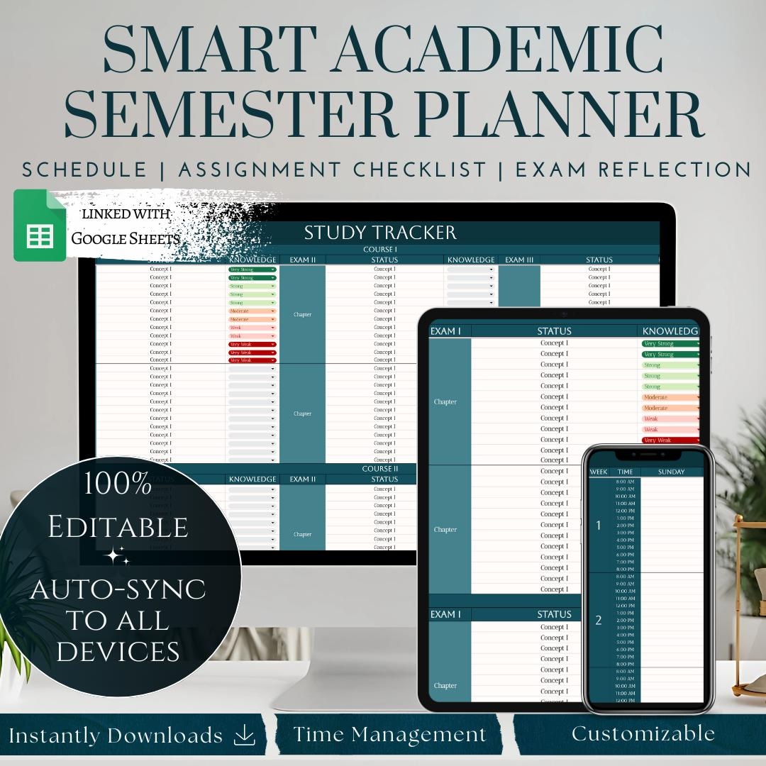 Digital Study Planner Assignment Tracker Exam Prep Organizer College ...