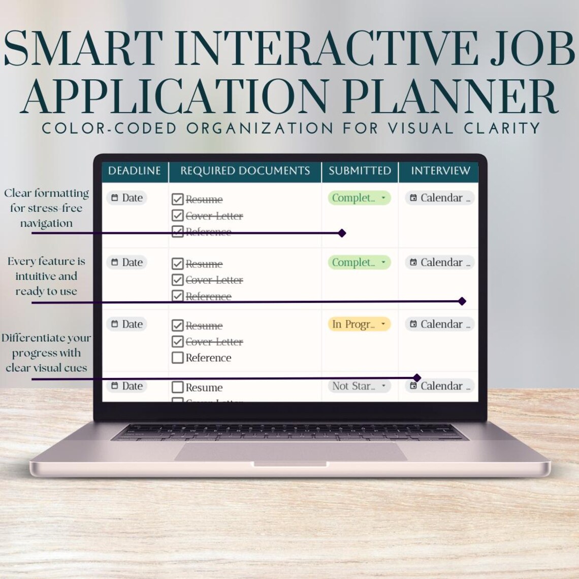 Digital Job Application Planner Career Tracker, Editable Application ...