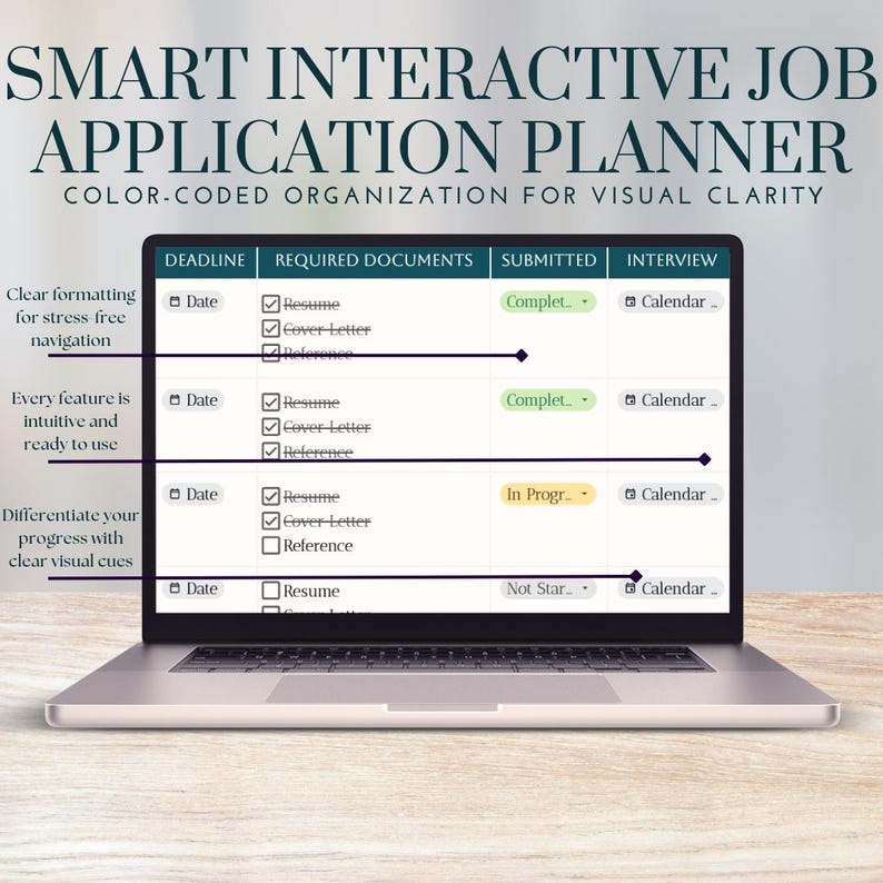Digital Job Application Planner Career Tracker, Editable Application ...