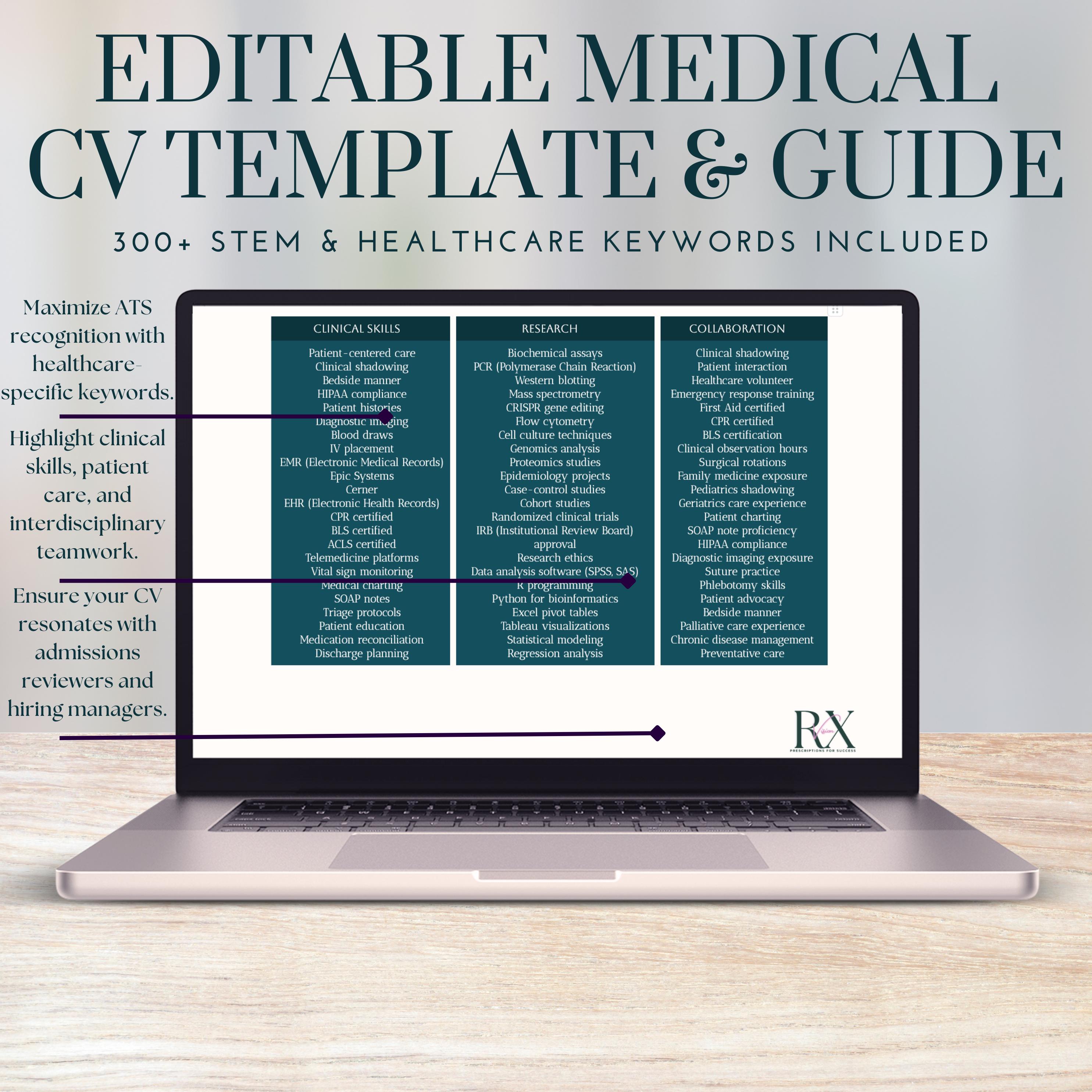 Pre-med STEM Student Resume Template Minimalist CV Medical Program ...