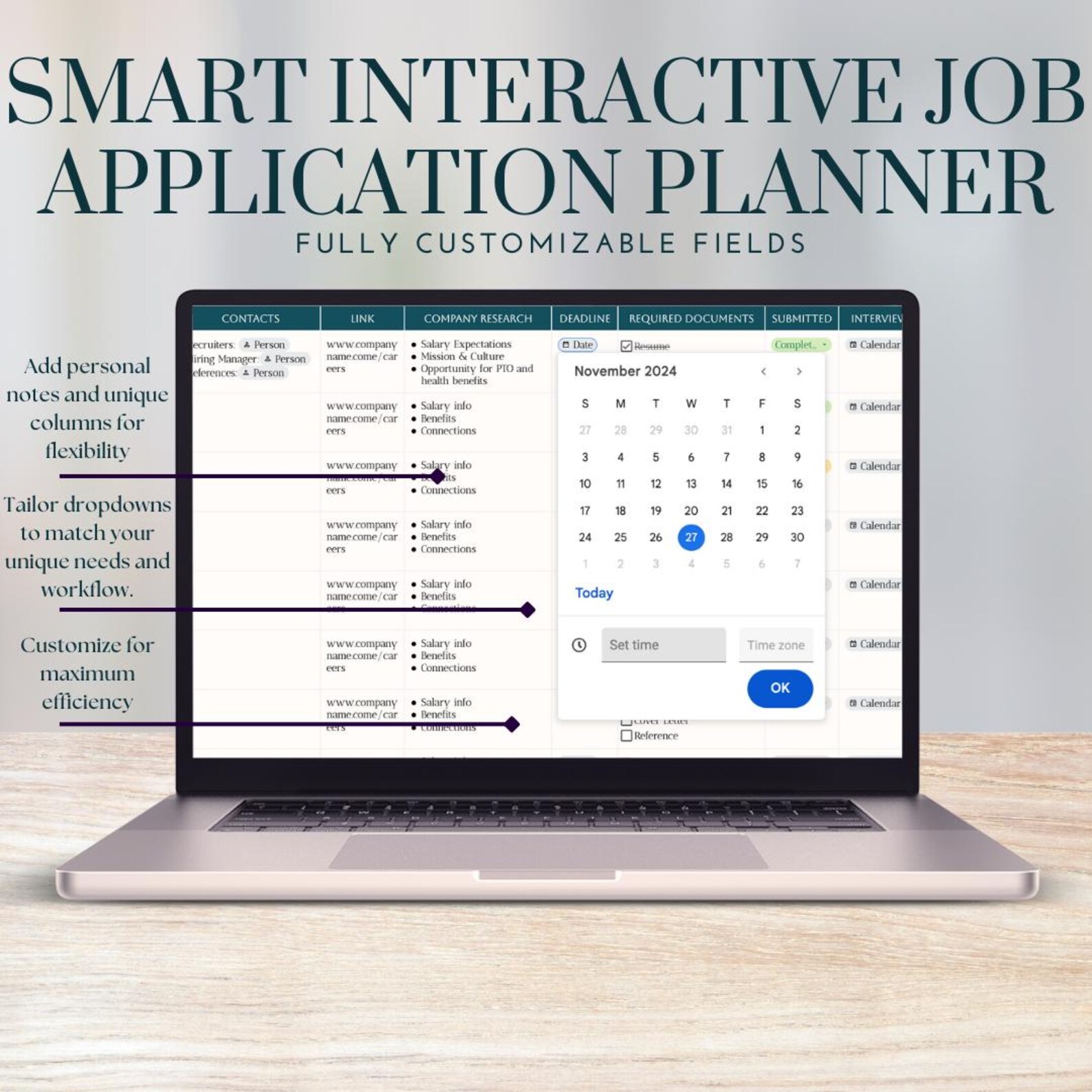 Digital Job Application Planner Career Tracker, Editable Application ...