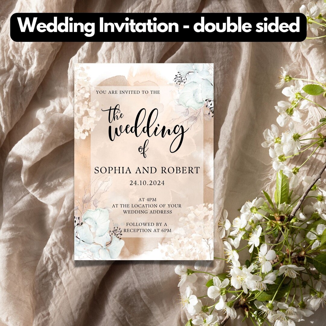 Rustic Brown Wedding Invitation Template Set Custom Wedding Invitations ...