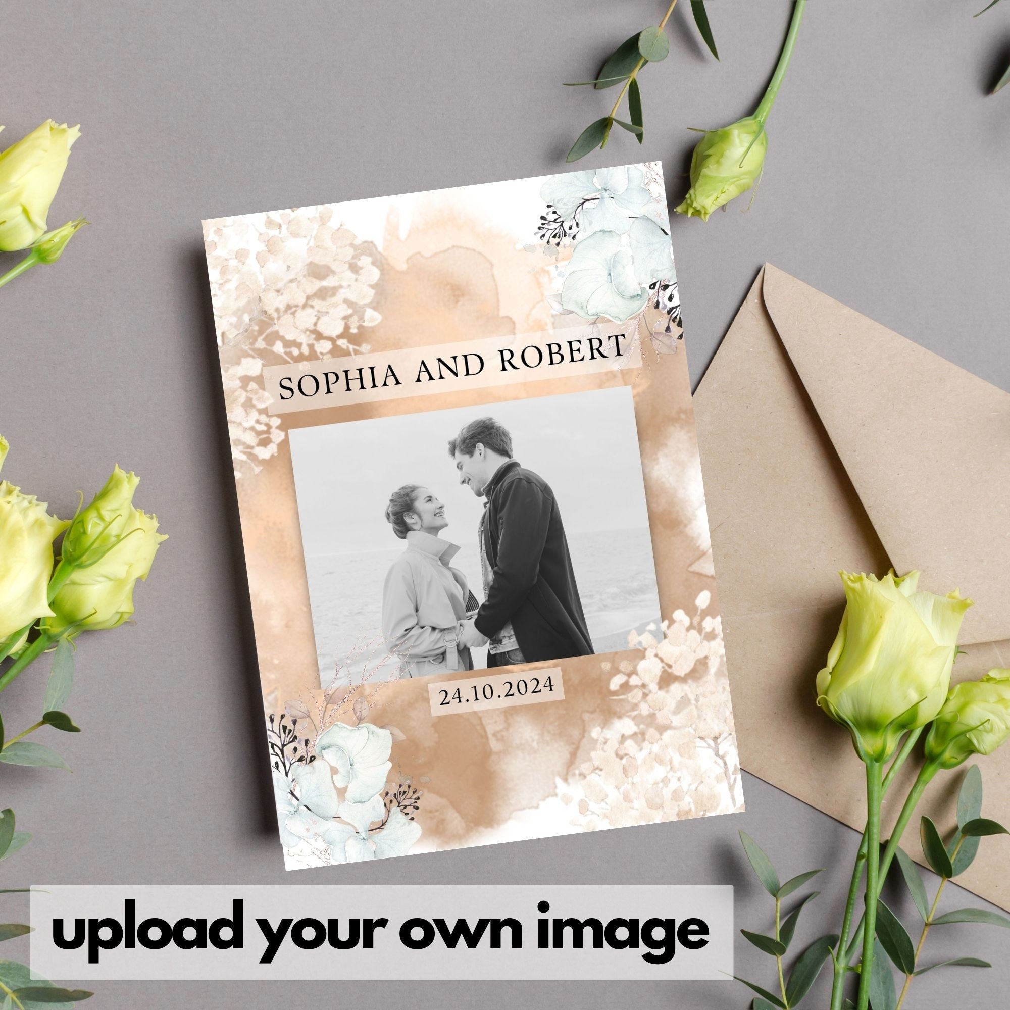 Rustic Brown Wedding Invitation Template Set Custom Wedding Invitations ...