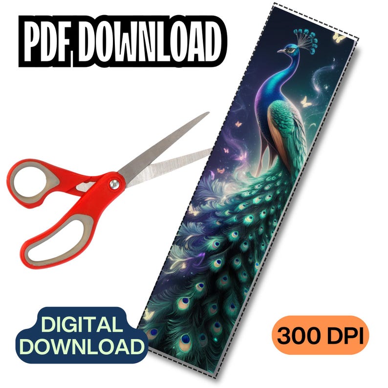 Peacock - Printable Book Mark | 300 DPI PDF Digital Download Book Marks ...