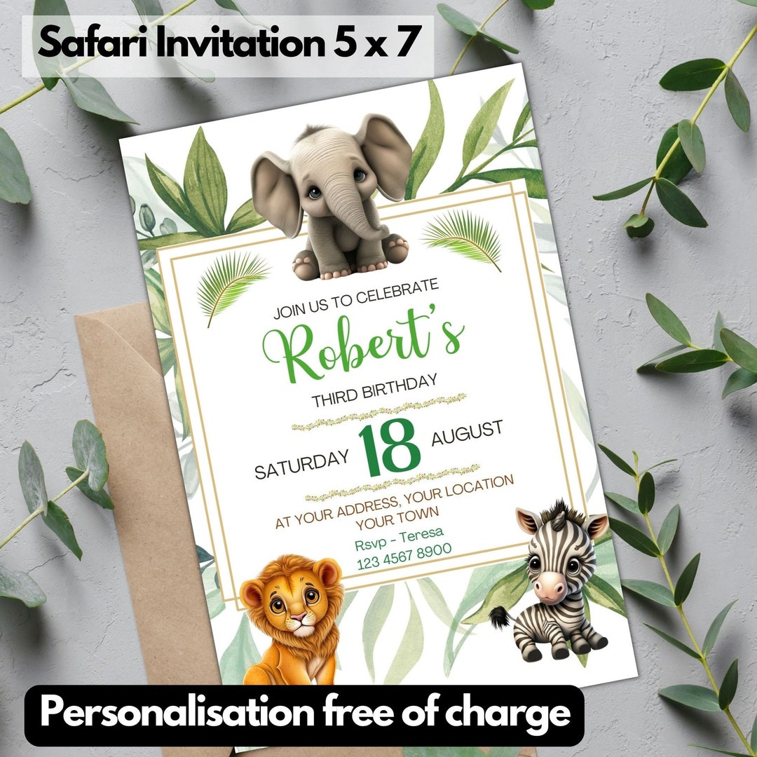 Safari Invite | Birthday Party Safari Invitation | Boy Party | Safari ...
