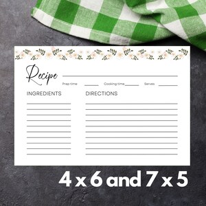 Flower Recipe Card, Editable Recipe Sheet Template, Recipe Template ...