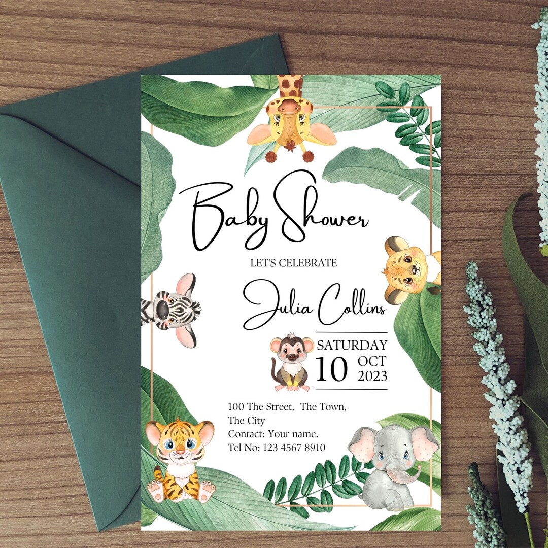 Safari Baby Shower Invitation, Baby Shower Invitations Personalize ...