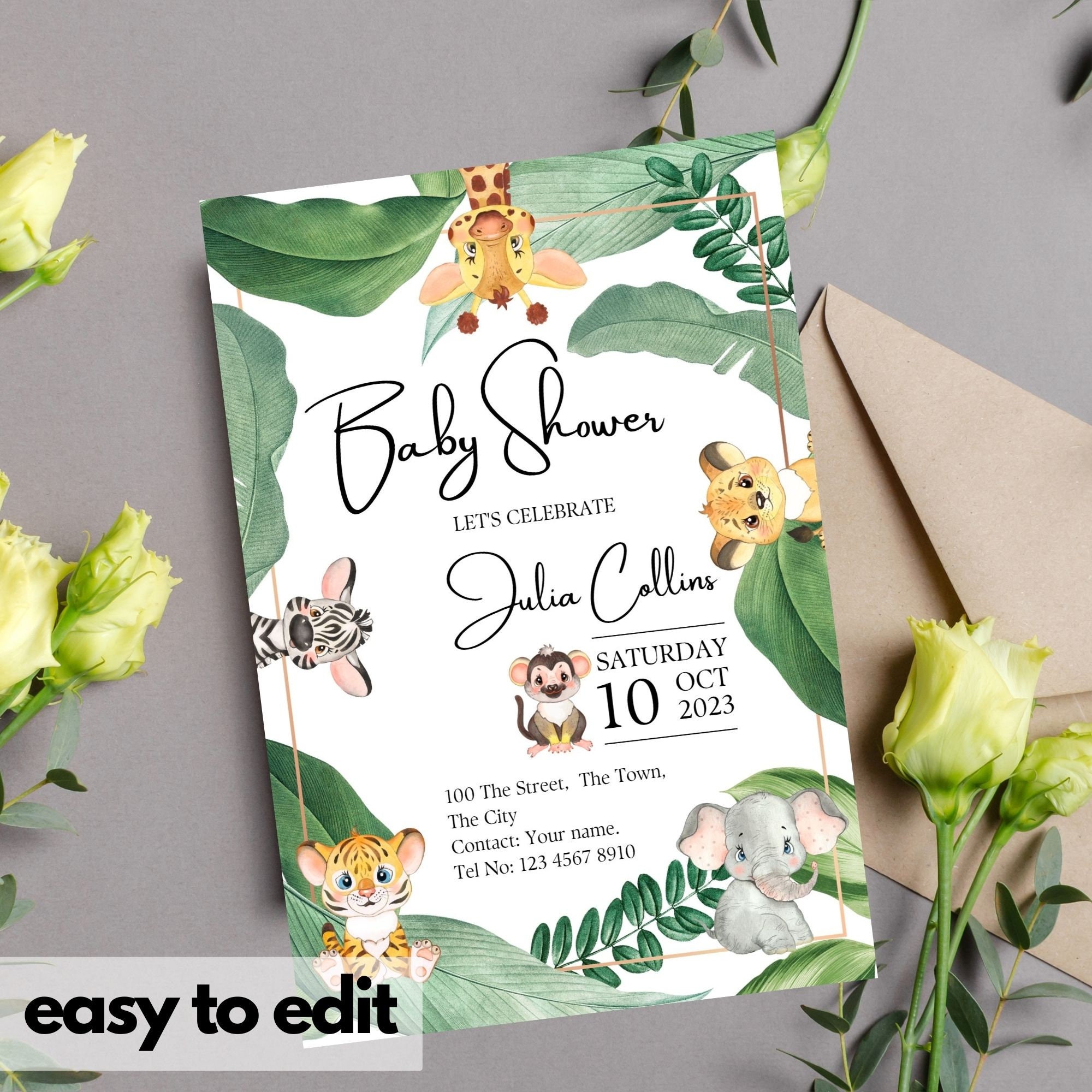 Safari Baby Shower Invitation, Baby Shower Invitations Personalize ...