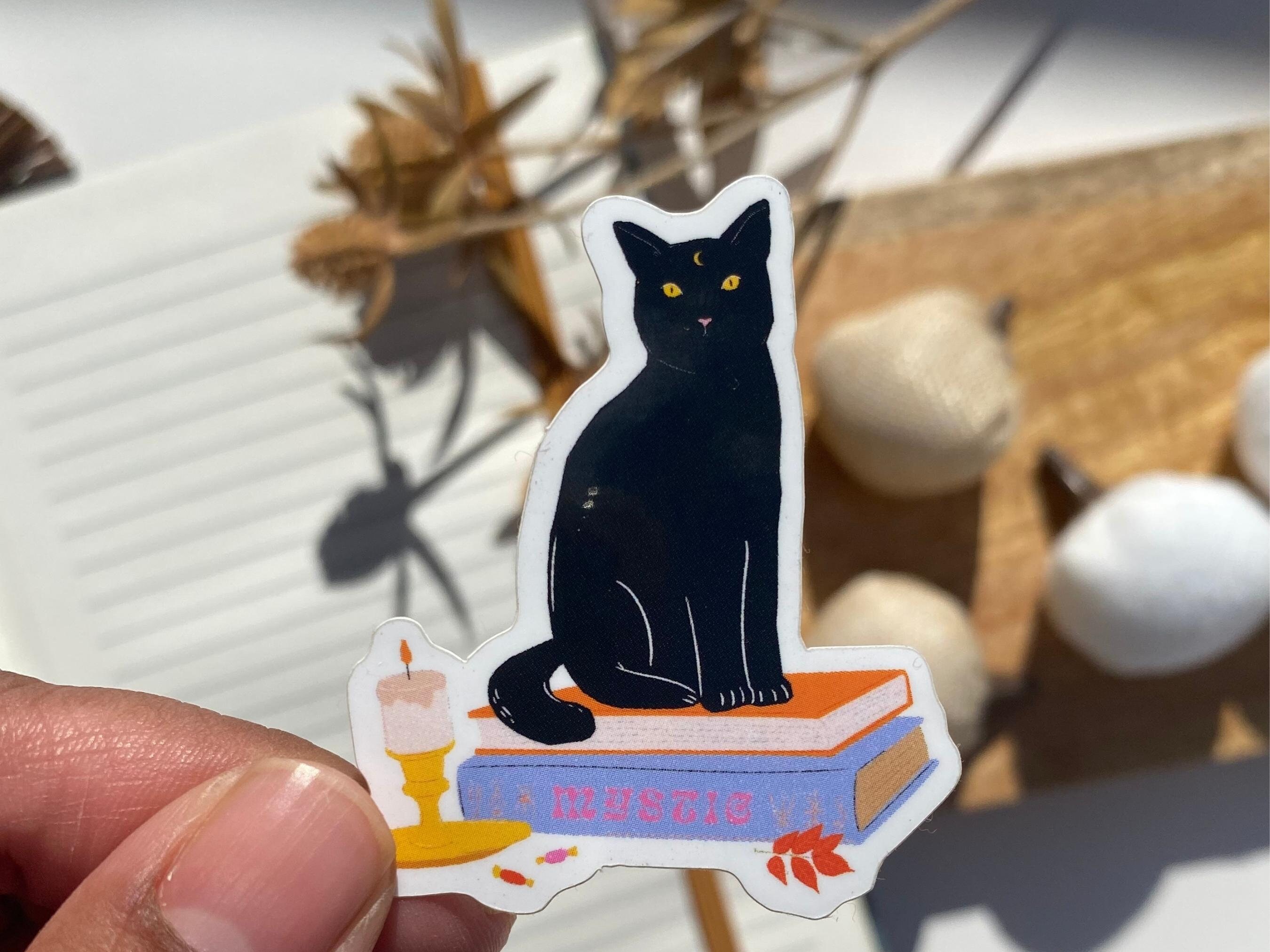 Black Cat Magic Sticker, Superstitious Cat, Spooky Cat Vibes Sticker ...