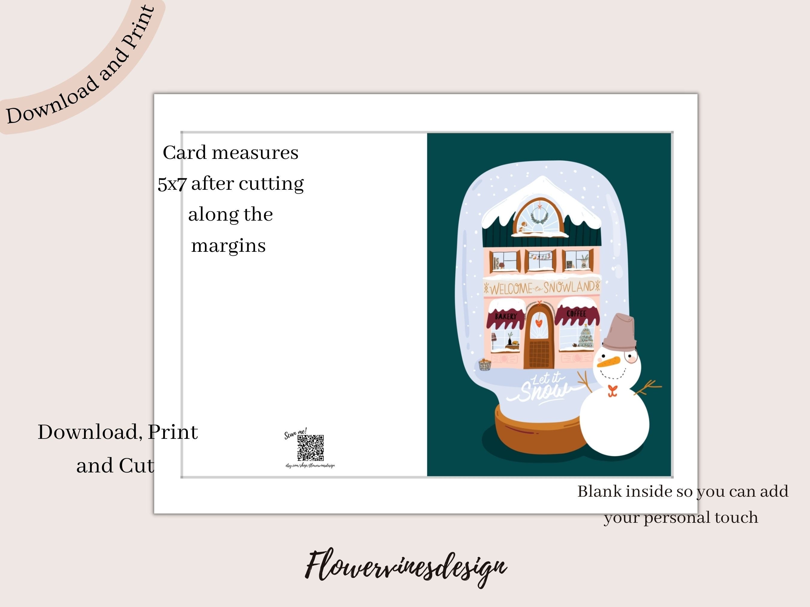 Printable Christmas Card Let It Snow Gift Card Christmas - Etsy