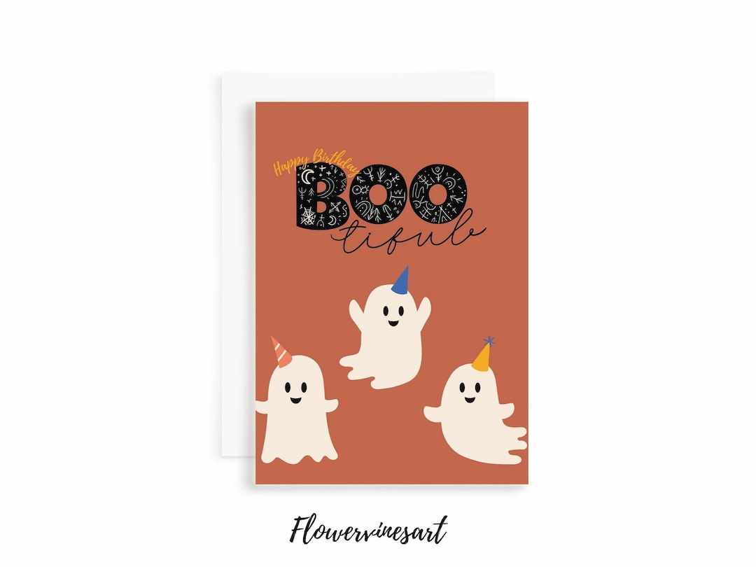 Happy Birthday Ghost Card, Halloween Birthday Card for Children ...