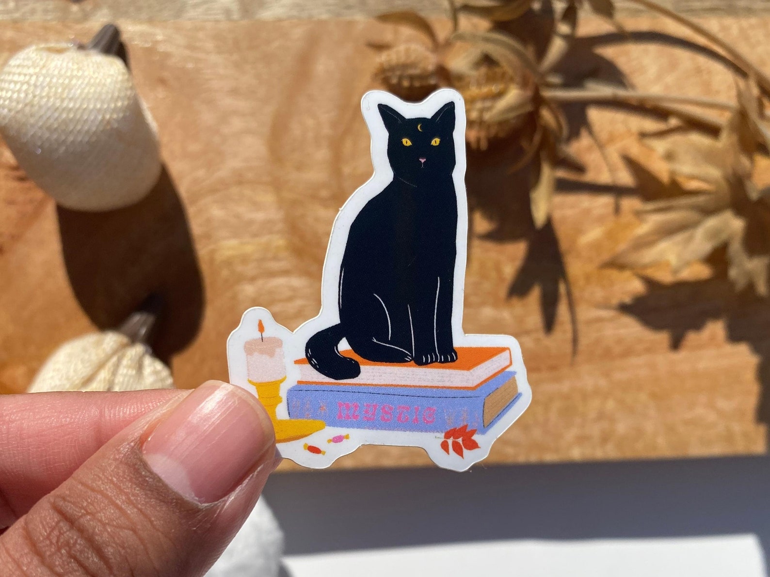 Black Cat Magic Sticker, Superstitious Cat, Spooky Cat Vibes Sticker ...