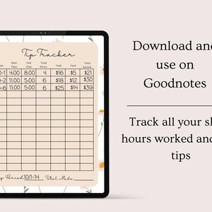 Digital Download Tip Tracker, Tip Tracker PDF for Waitress, Monthly Tip ...