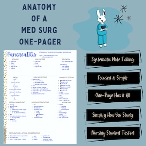 Medical Surgical One-pager Note-taking Template for Nursing Students - Med Surg Note Strategy - Etsy