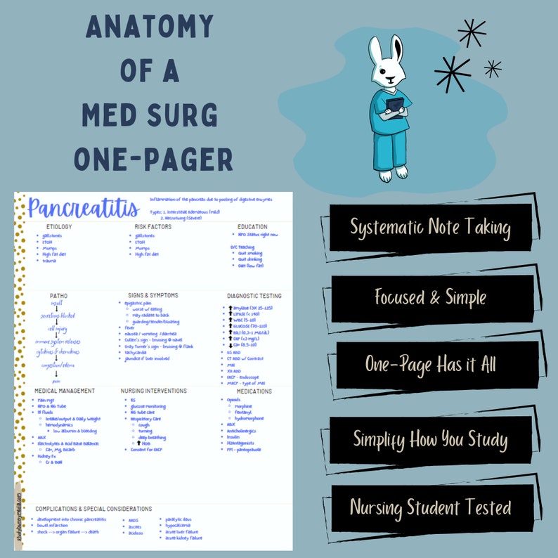Medical Surgical One-pager Note-taking Template for Nursing Students ...