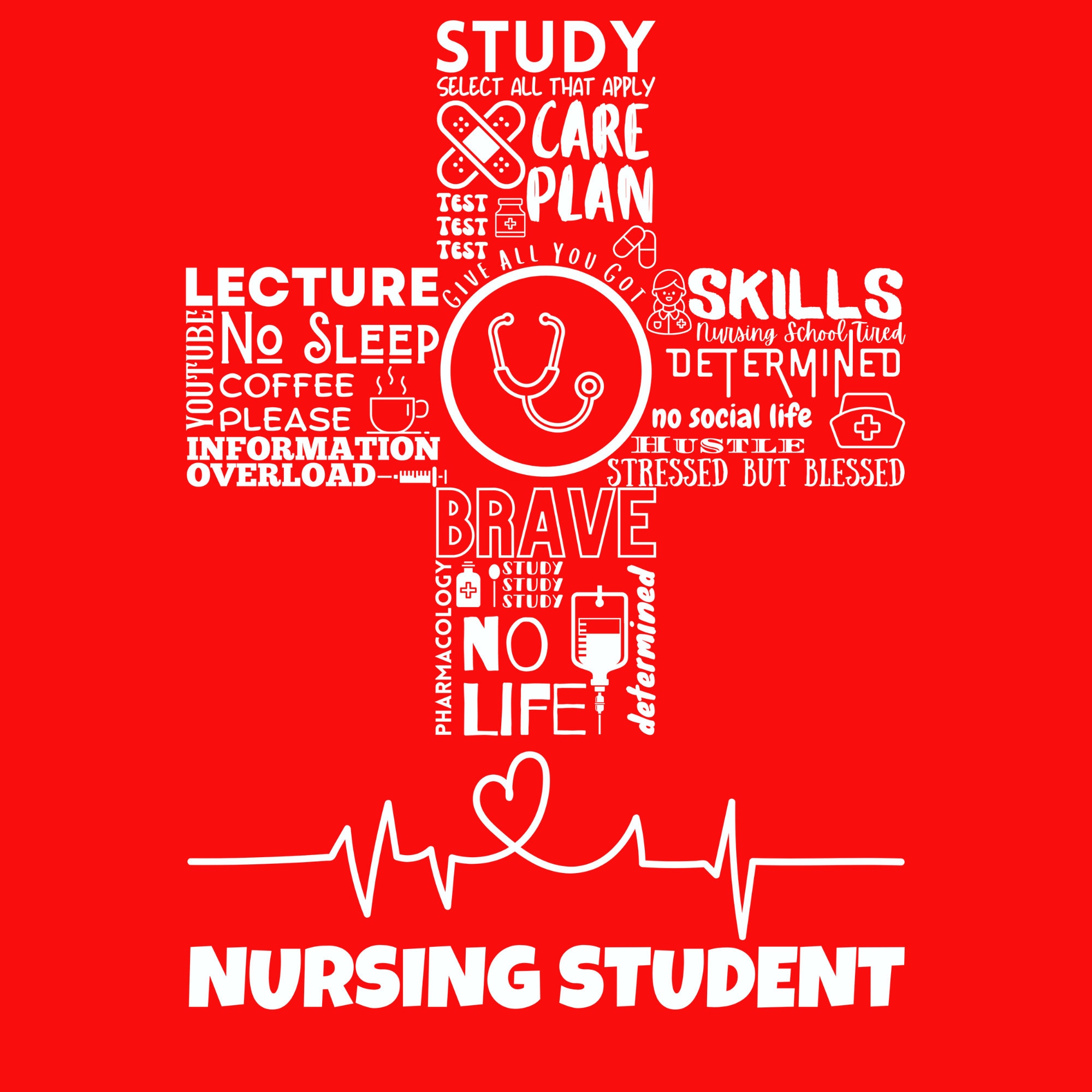 Nursing Student Life Nursing School Anthem Study Shirt Student Nurse ...