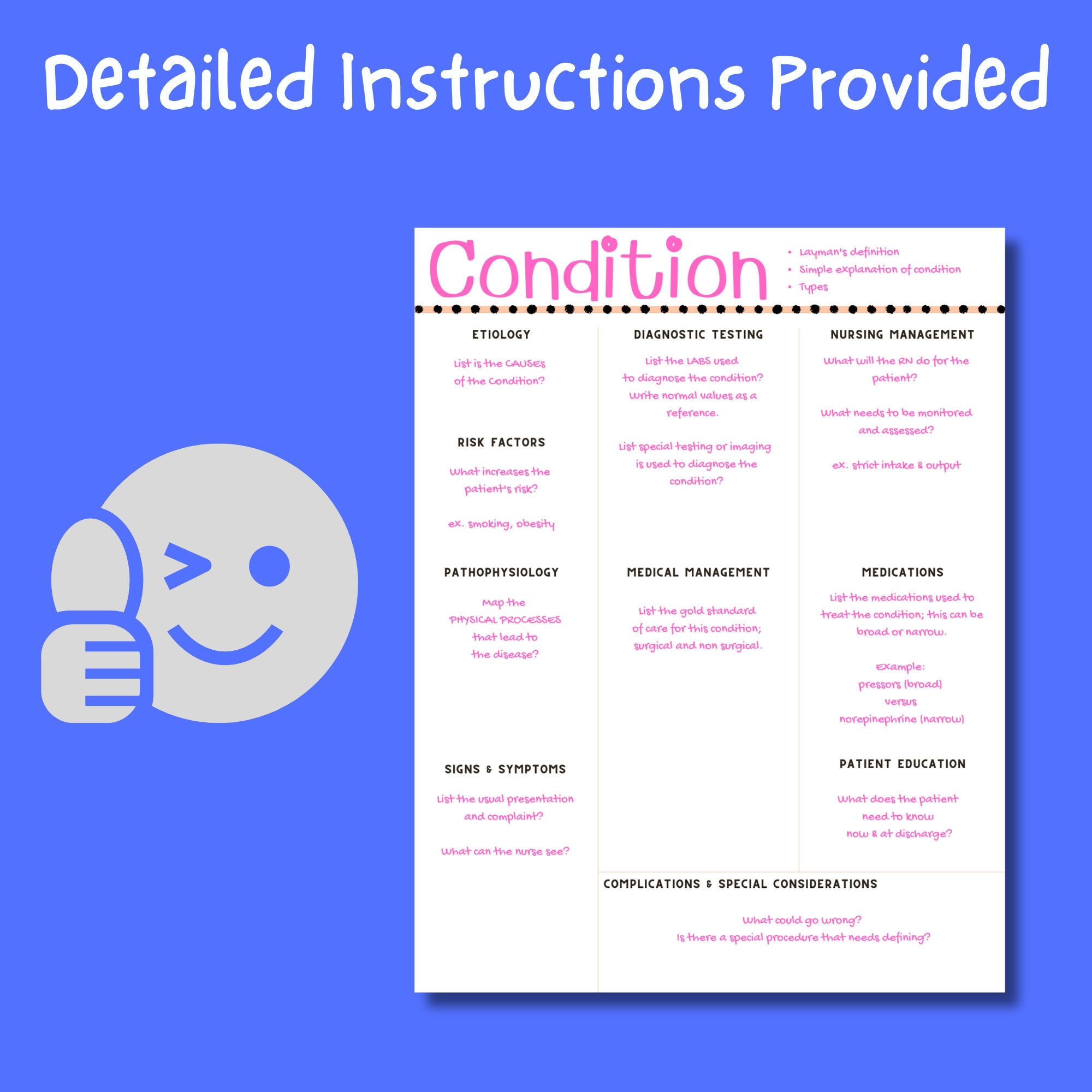 One-pager Nursing Notes for Med Surg - Minimalist Vibe - Notes Template ...