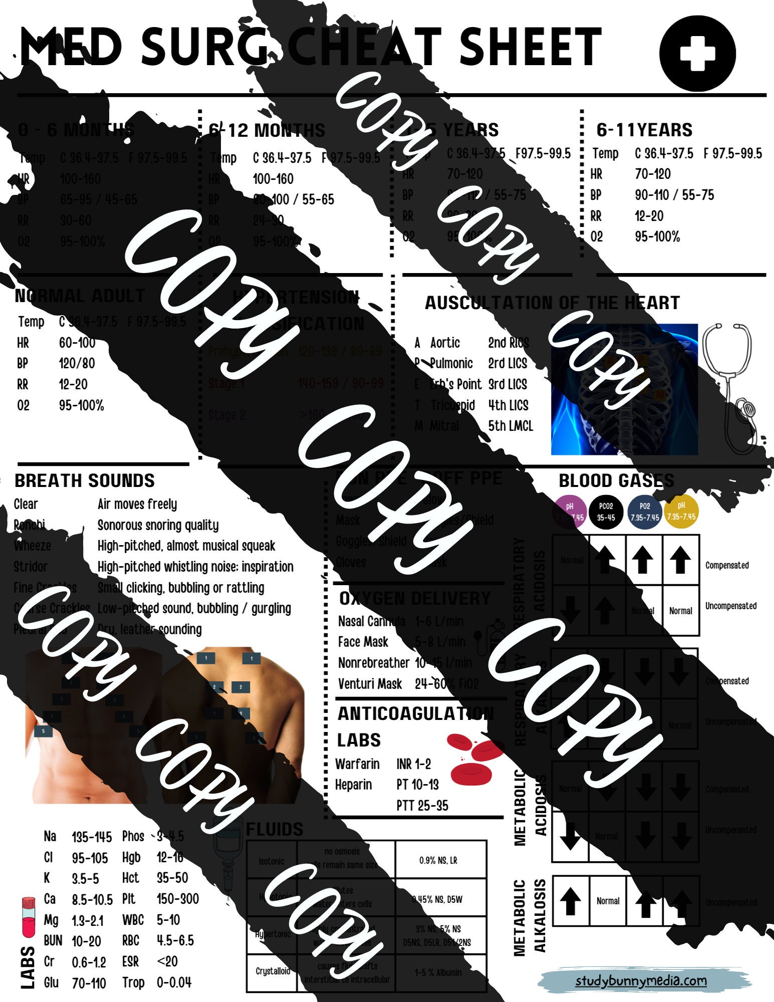 Med Surg One-pager Cheat Sheet for Busy Nursing Students - Reference ...