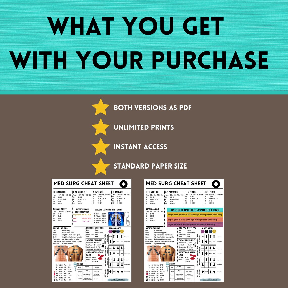 Med Surg One-pager Cheat Sheet for Busy Nursing Students - Reference ...
