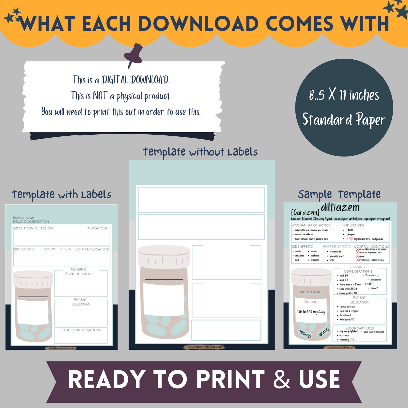 Pharmacology One-pager Note-taking Template: Learn Medications for Busy ...