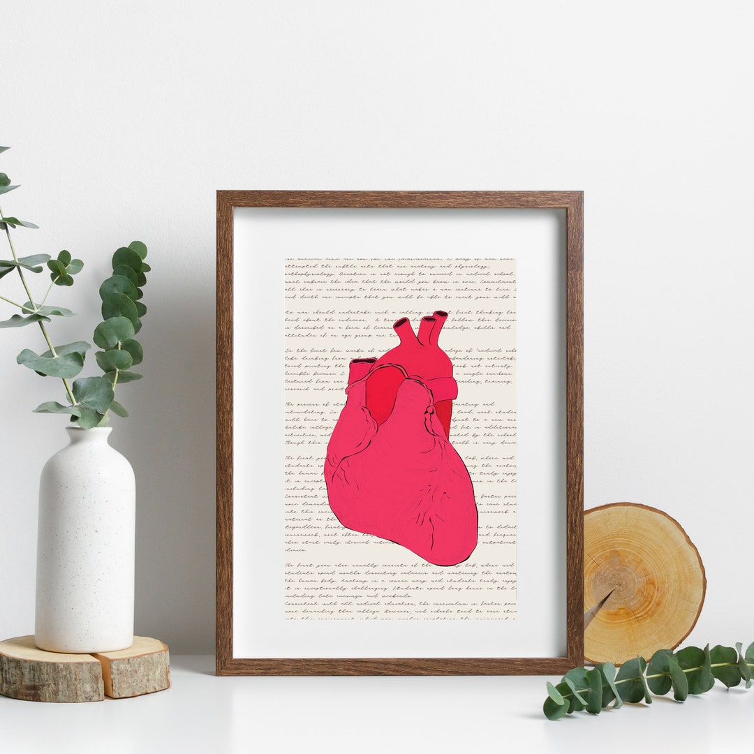 Medical Office Decor Cardiology Medical Student Artwork - Human Heart ...