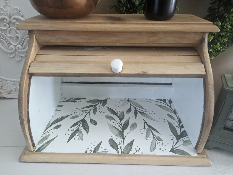 Large Natural Wood Roll Top Bread Box, Vintage Bread Box, Kitchen Decor, Kitchen Storage - Etsy
