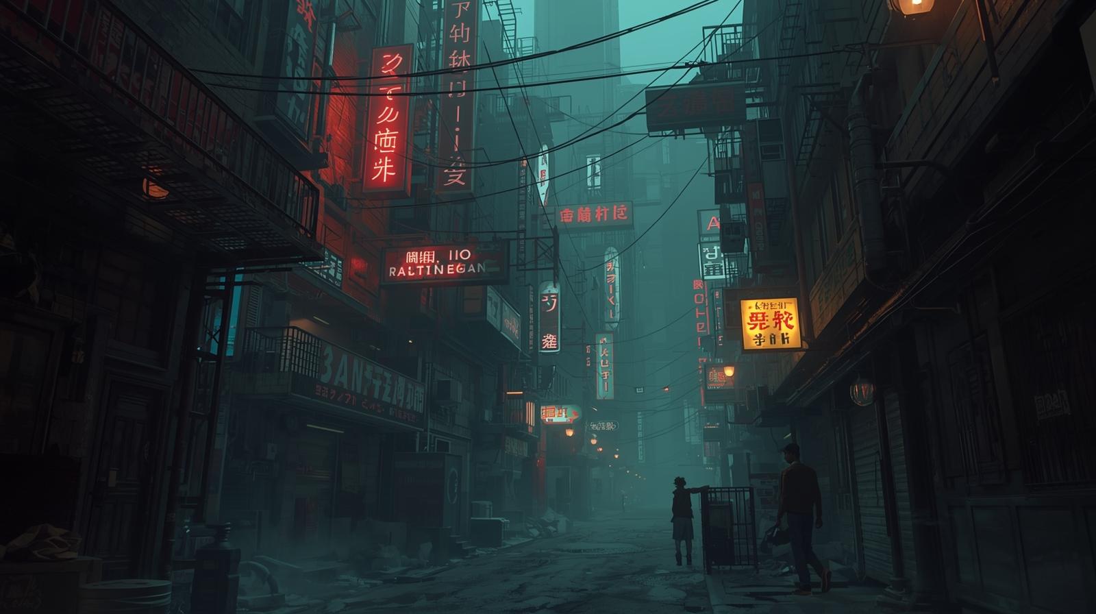 Dystopian Slums With Glowing Signs - Etsy