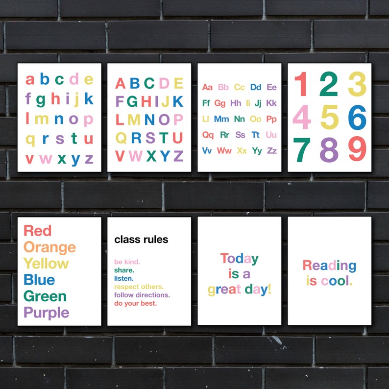 Rainbow Alphabet Posters Svg | Numbers, Quotes, Colors, Etc. Classroom ...