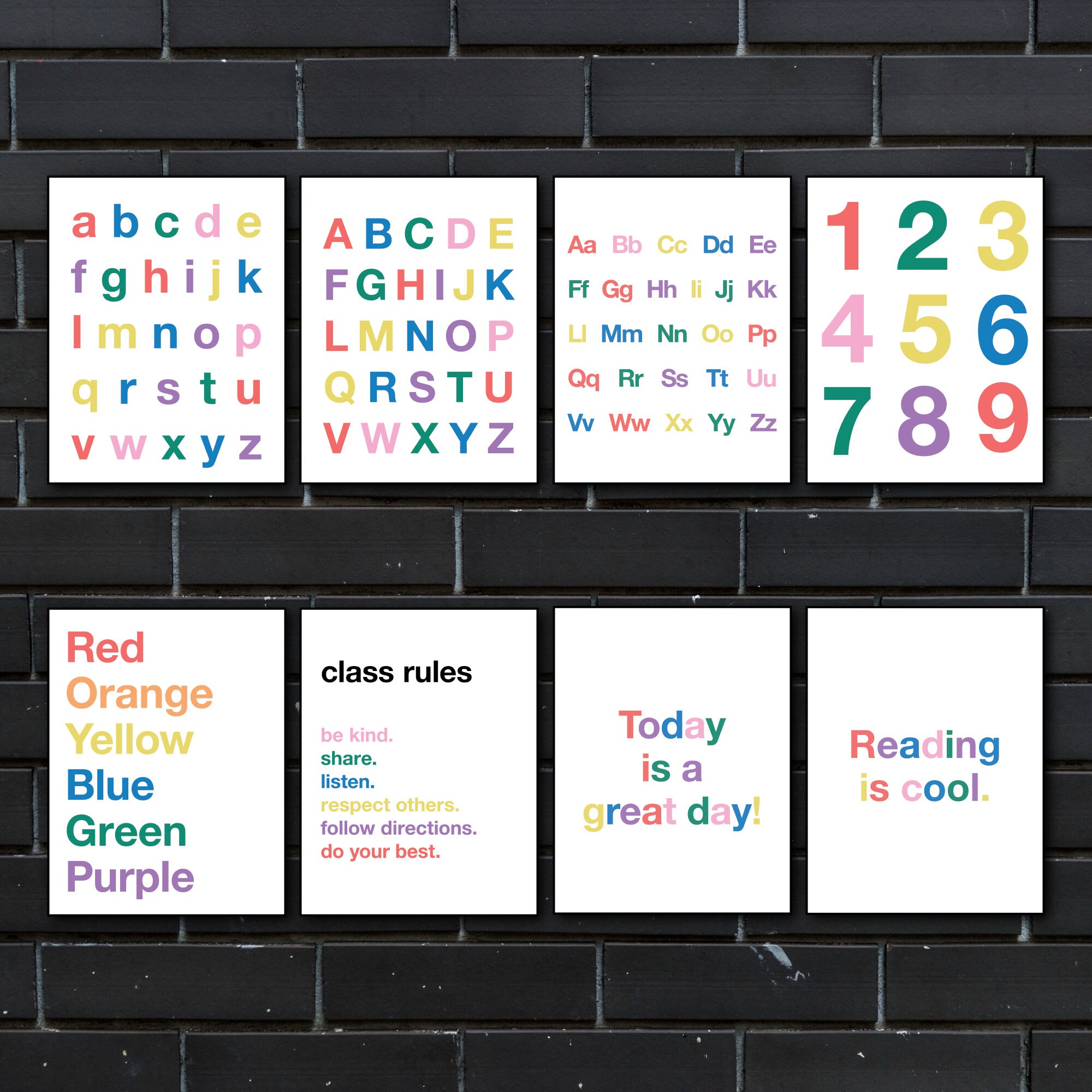 Rainbow Alphabet Posters Svg | Numbers, Quotes, Colors, Etc. Classroom ...