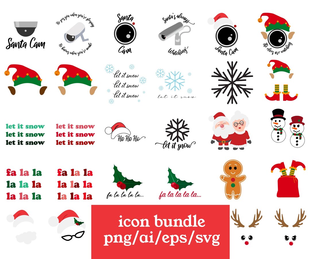 Christmas Clip Art Set | Elf Png, Snowman Clipart, Santa Face Svg ...