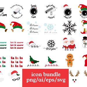 Christmas Clip Art Set | Elf Png, Snowman Clipart, Santa Face Svg ...
