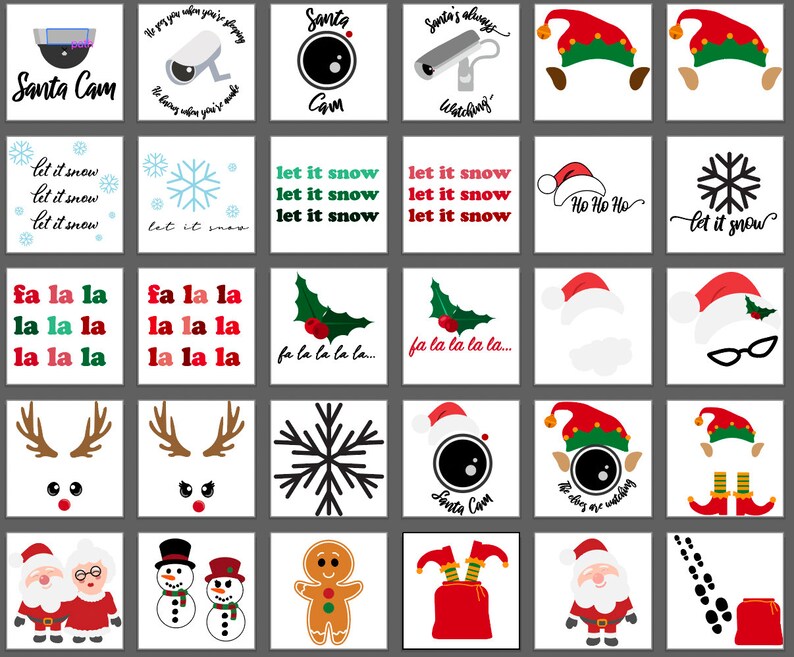 Christmas Clip Art Set | Elf Png, Snowman Clipart, Santa Face Svg ...