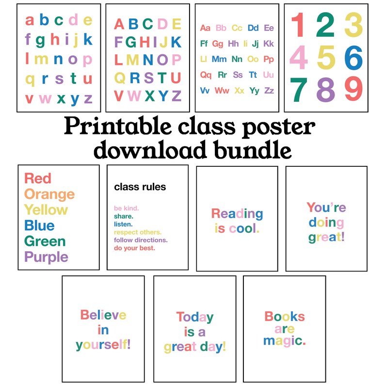 Rainbow Alphabet Posters Svg | Numbers, Quotes, Colors, Etc. Classroom ...