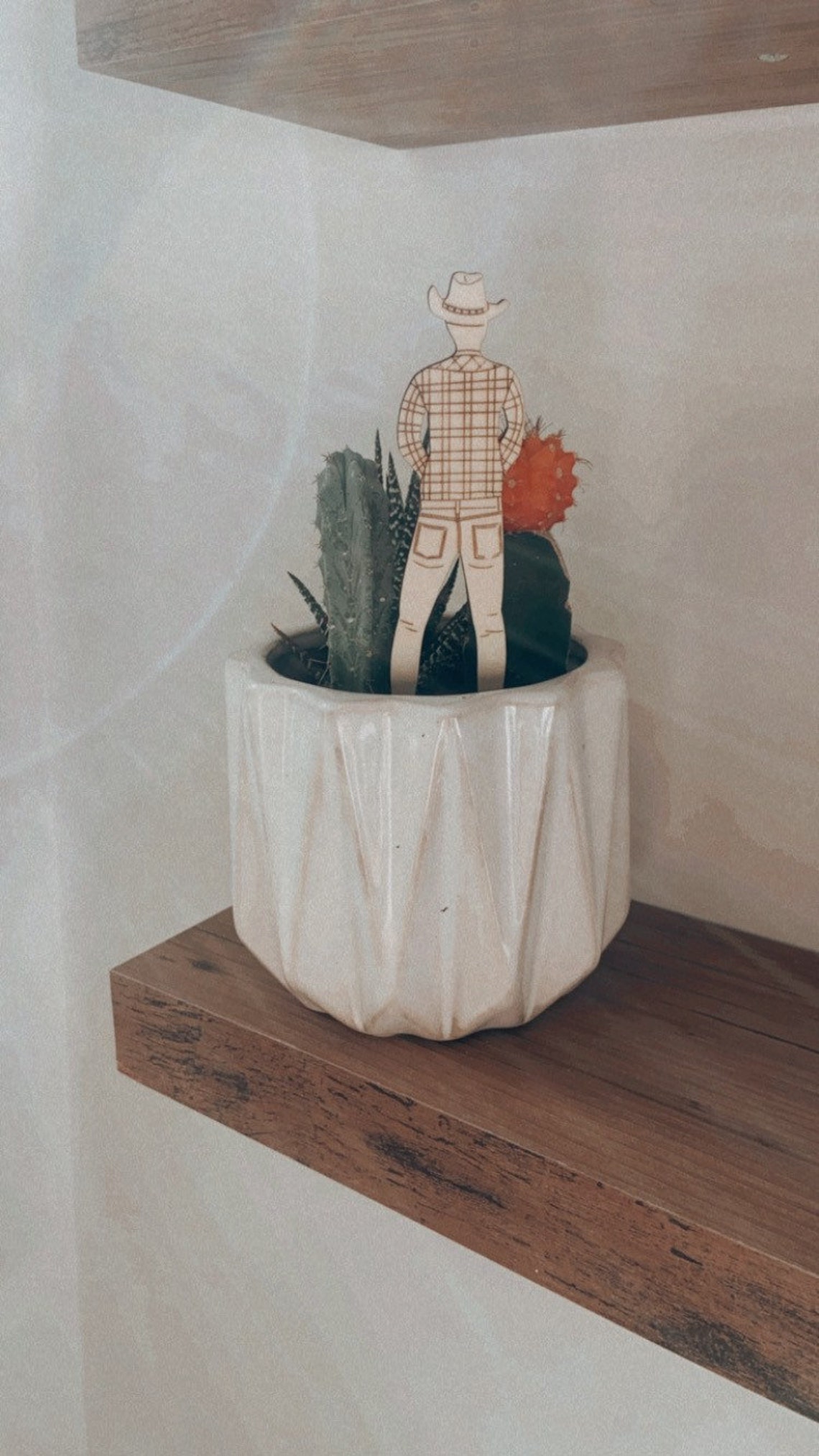 Western Cowboy Plant Stake Planter Decor - Etsy