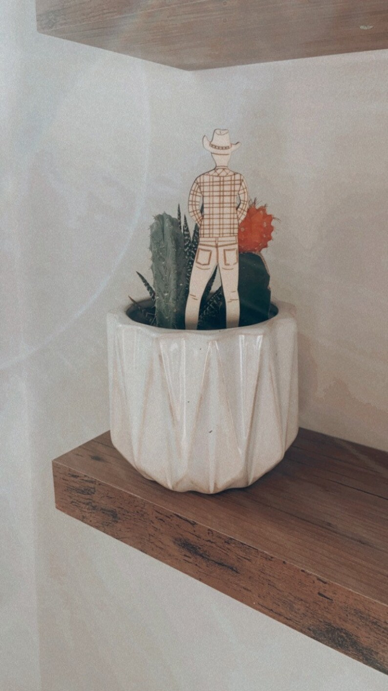 Western Cowboy Plant Stake Planter Decor - Etsy