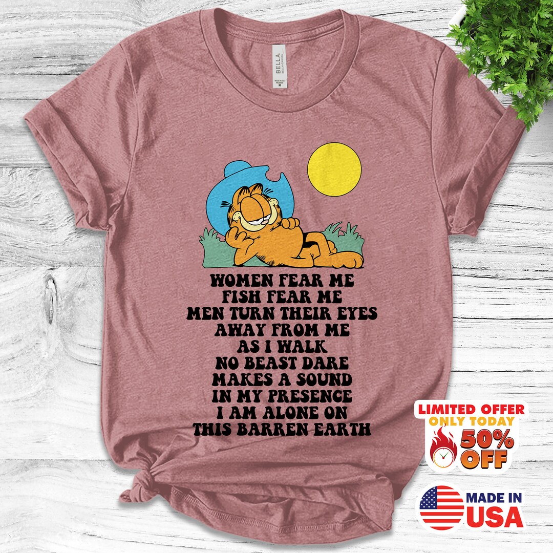 Garfield Cowboy Shirt Women Fear Me Fish Fear Me Funny - Etsy