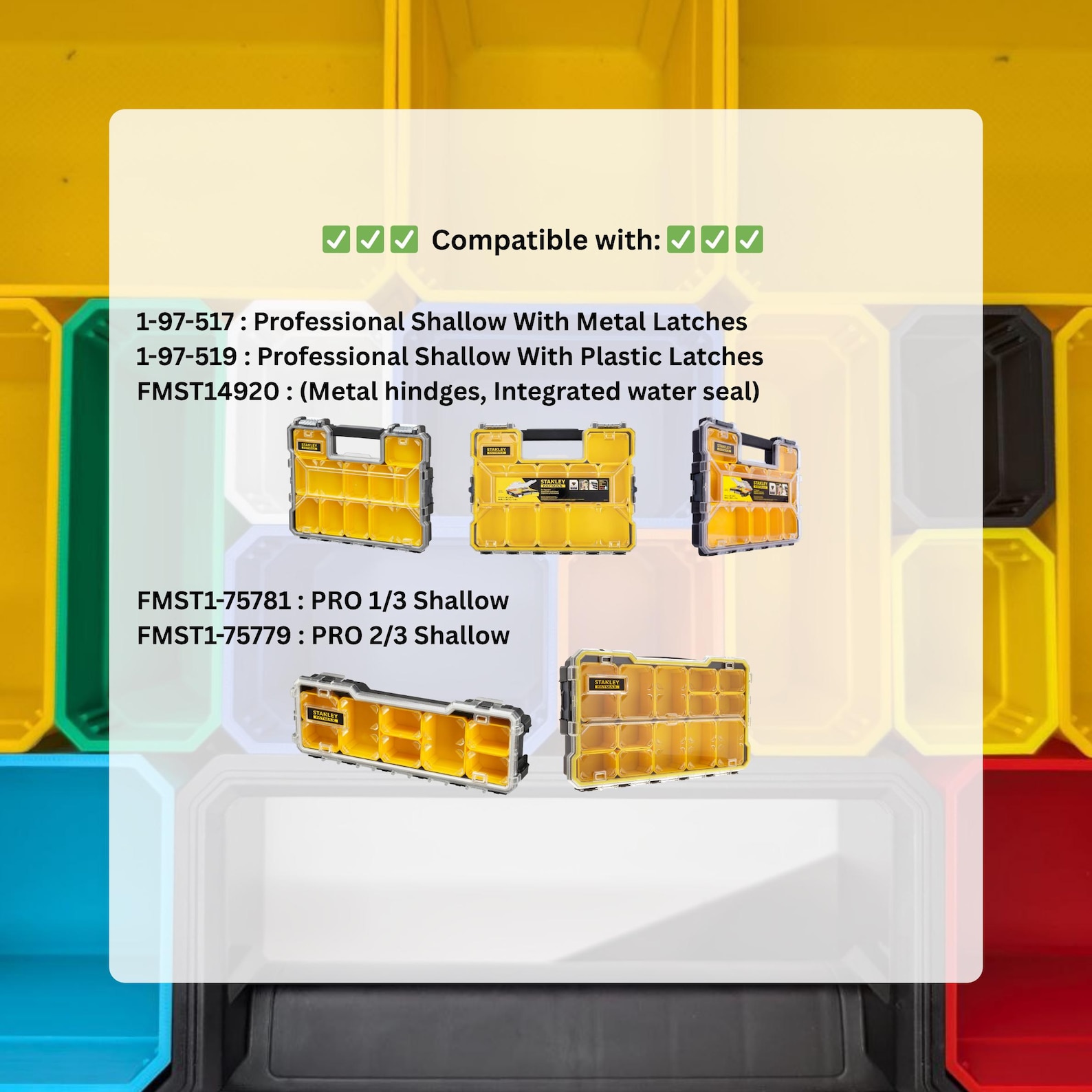 Stanley Fatmax Shallow Organiser Bins: Quarter, Half, Full Size, 3D ...