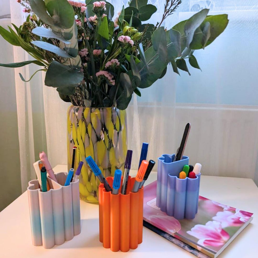 Cloud & Flower Shaped Pen Pot: Pastel Desk Organiser - Etsy