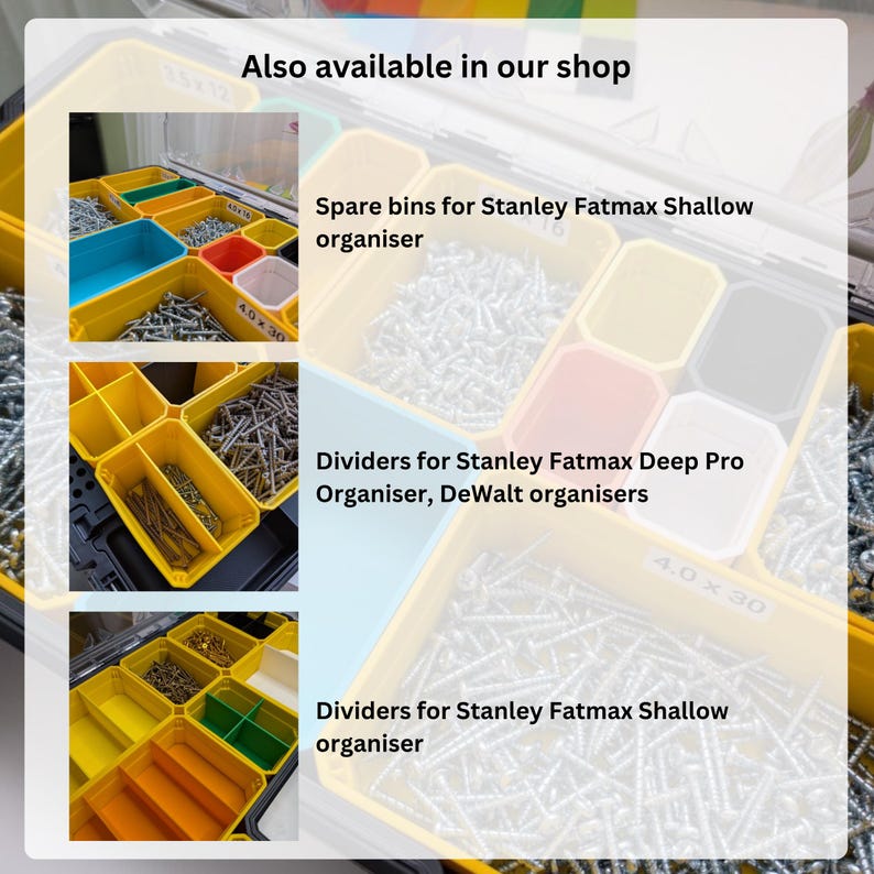 3D Printed Stanley Fatmax Organizer Bins: Quarter, Half, Full Size - Etsy