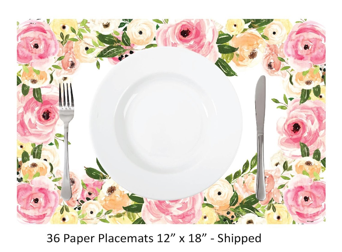 Floral Paper Placemats Garden Party 10 Set of 36 Paper Placemats 12 X ...