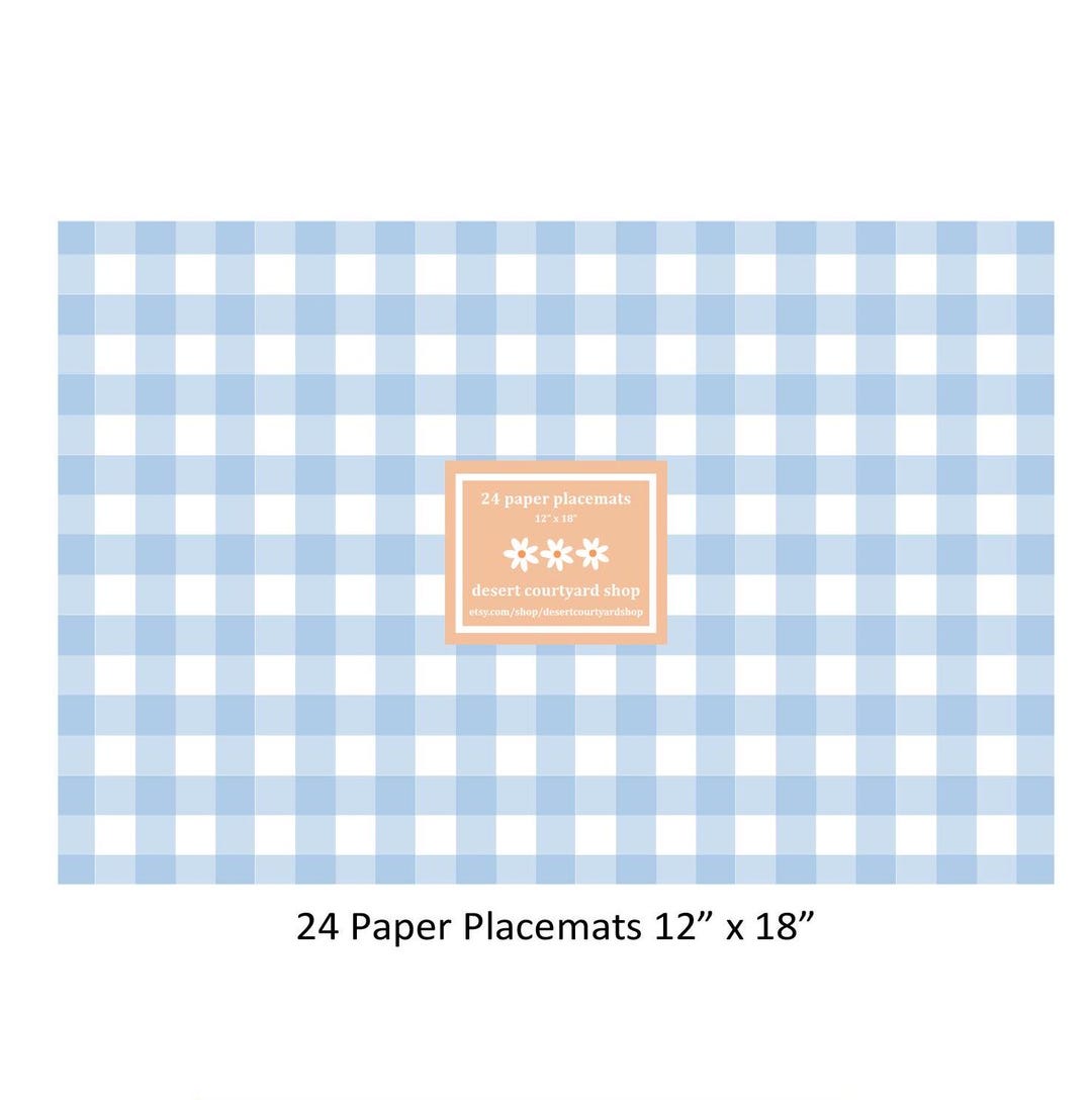 Baby Blue Gingham Paper Placemats - Set of 24 Paper Placemats 12" X 18 ...