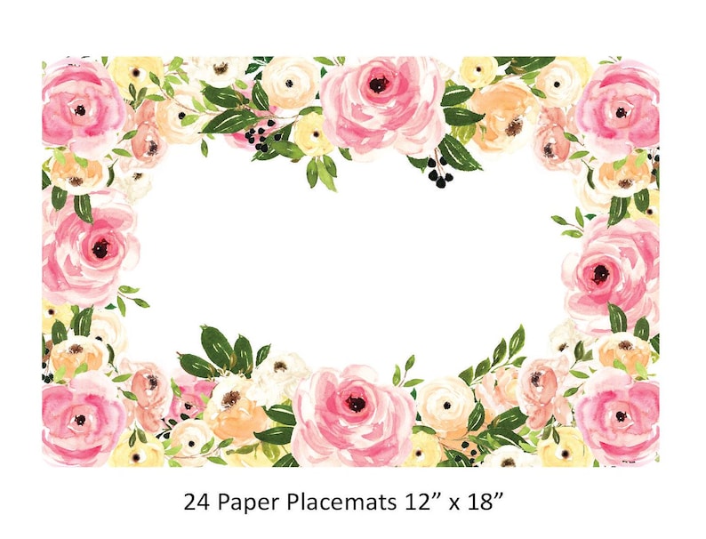 Floral Paper Placemats Garden Party #10 - Set of 24 Paper Placemats 12 ...