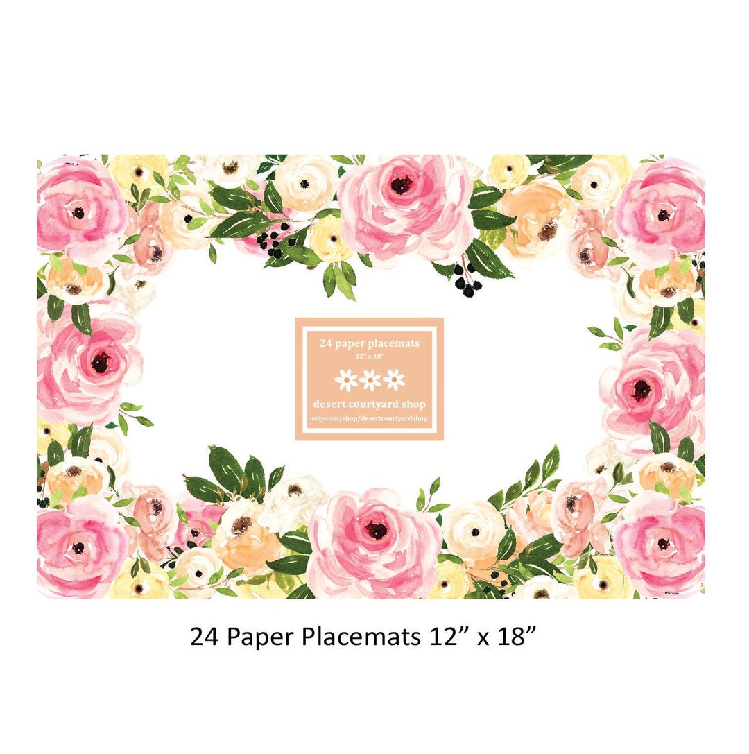 Floral Paper Placemats Garden Party #10 - Set of 24 Paper Placemats 12 ...