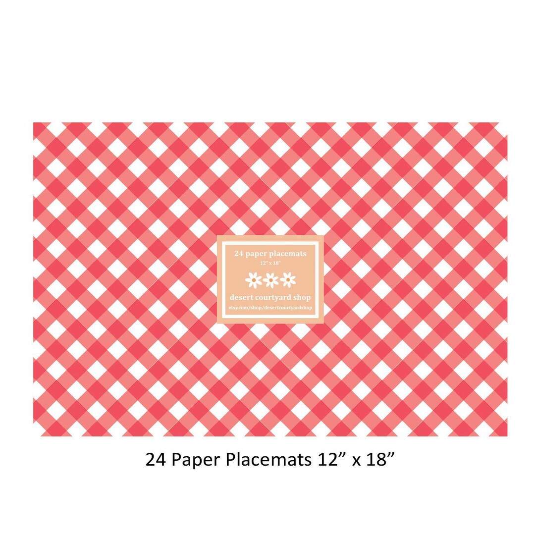 Red Gingham Diagonal Paper Placemats - Set of 24 Paper Placemats 12" X ...
