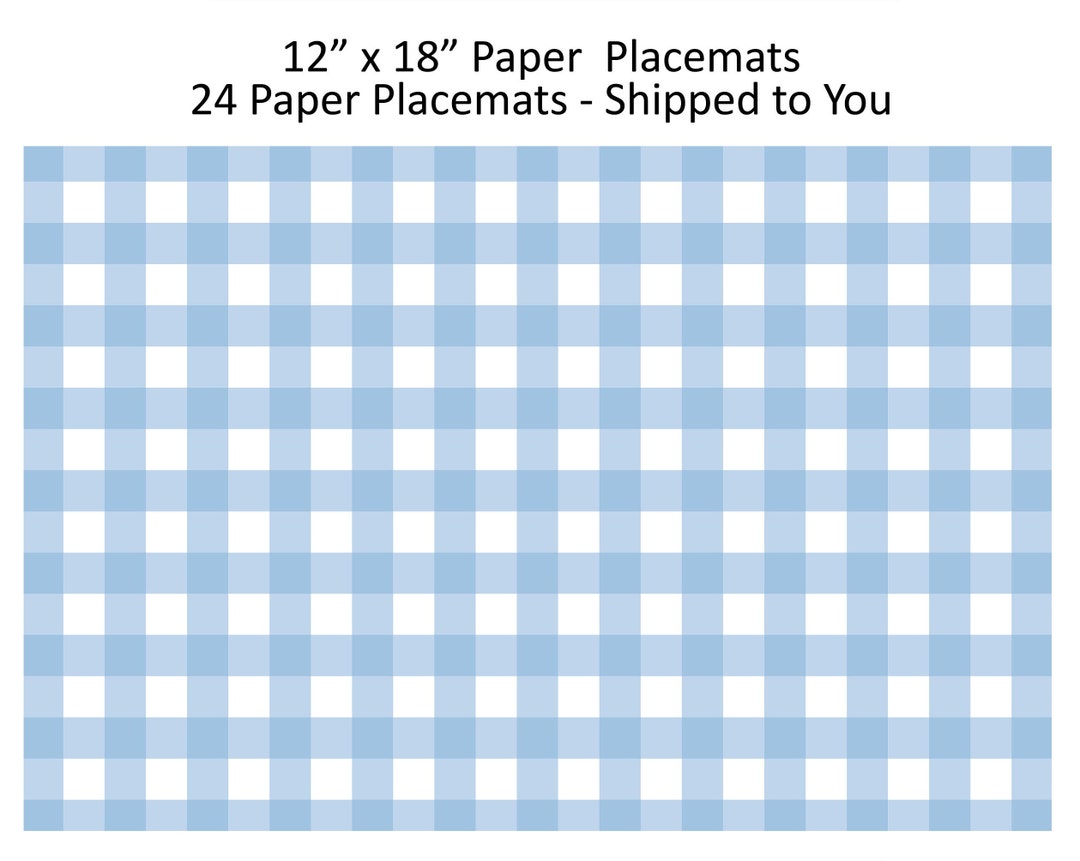 Baby Blue Gingham Paper Placemats Set of 24 Paper Placemats - Etsy