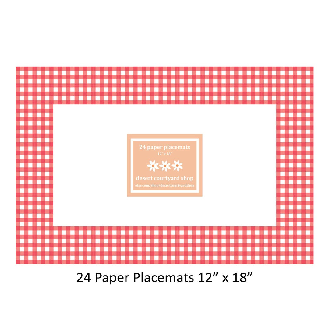 Red Checkered Border Paper Placemats - Set of 24 Paper Placemats 12" X ...