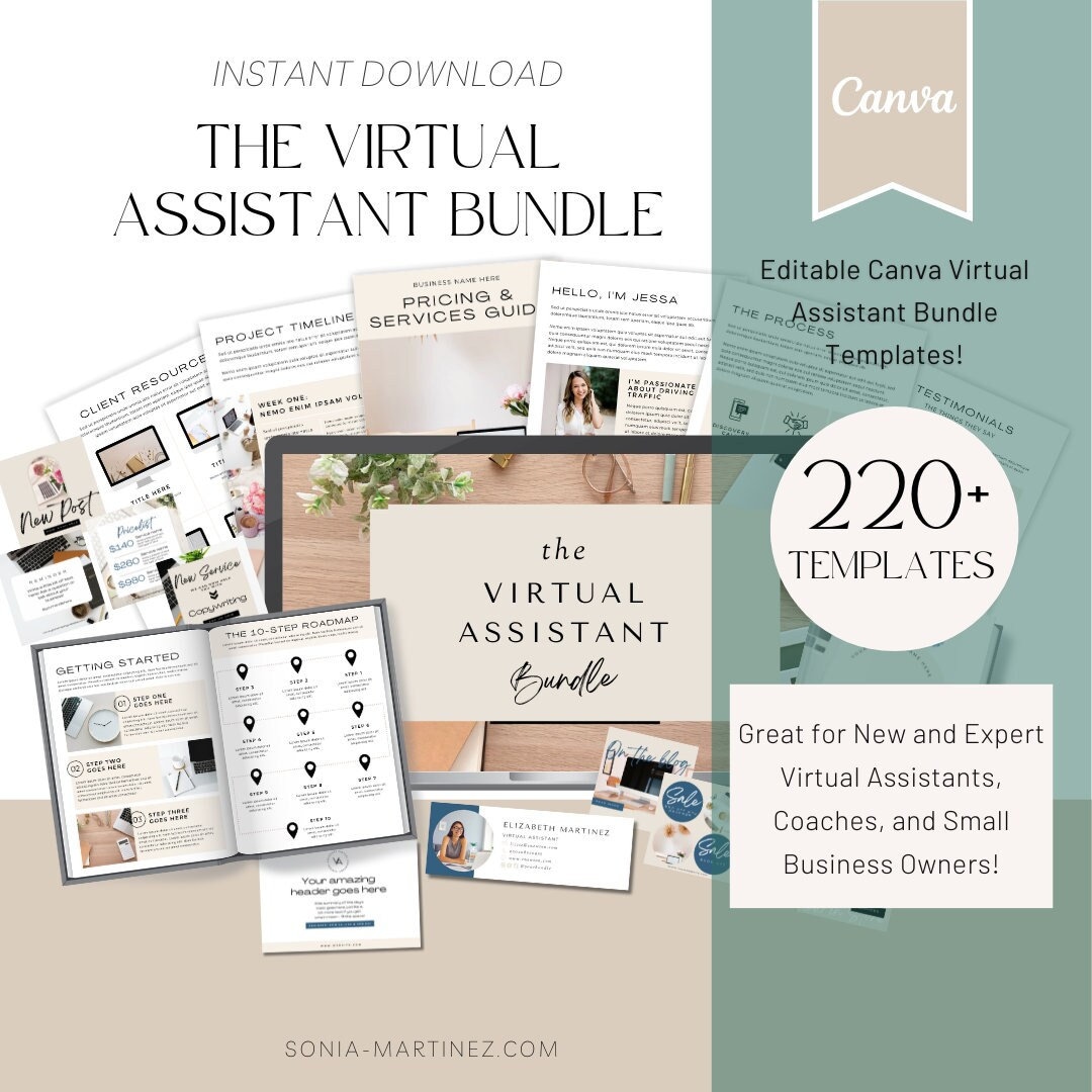 Virtual Assistant Bundle Editable Canva Template - Etsy